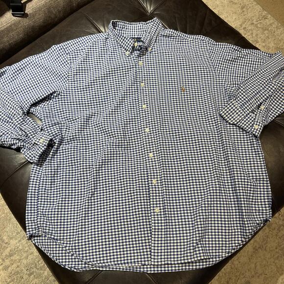 Ralph Lauren | Shirts | Ralph Lauren Mens Blue And White Plaid Gingham ...